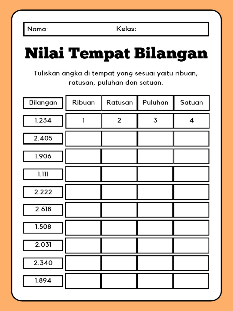 LKPD Nilai Tempat Bilangan Cacah | PDF