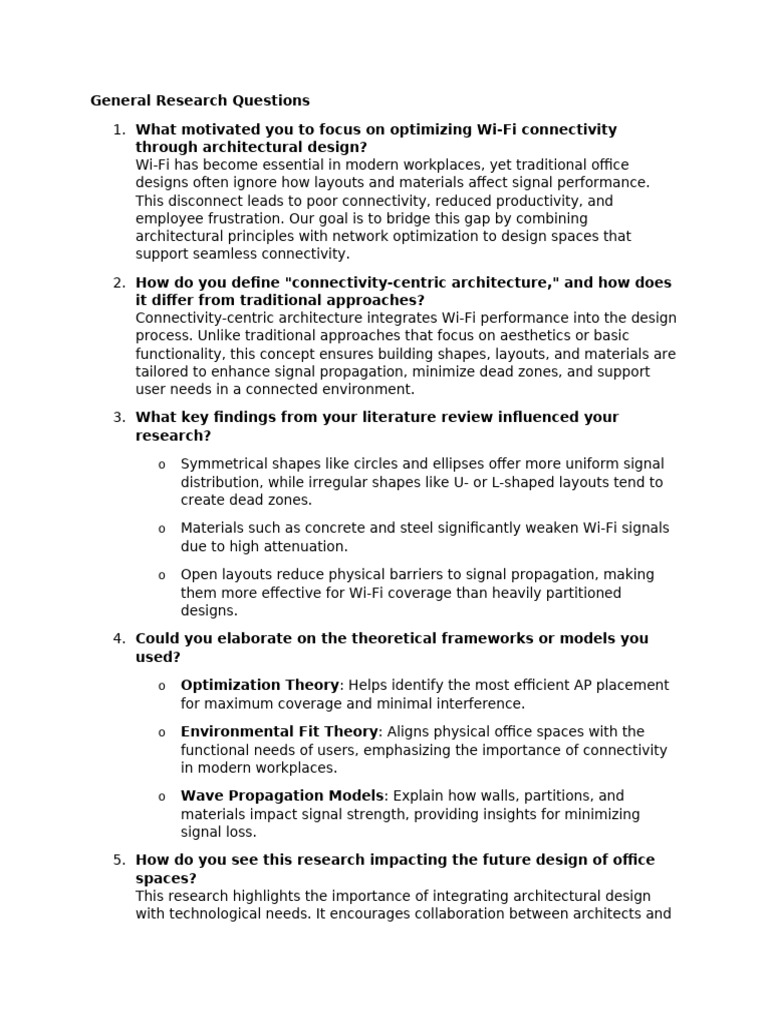 Possible Research Questions | PDF | Wi Fi | Simulation