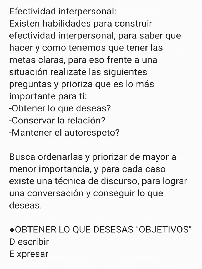 Efectividad interpersonal | PDF