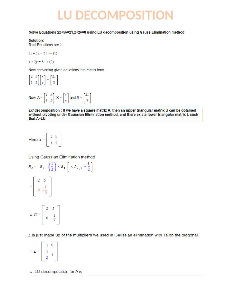 Lu Decomposition | PDF