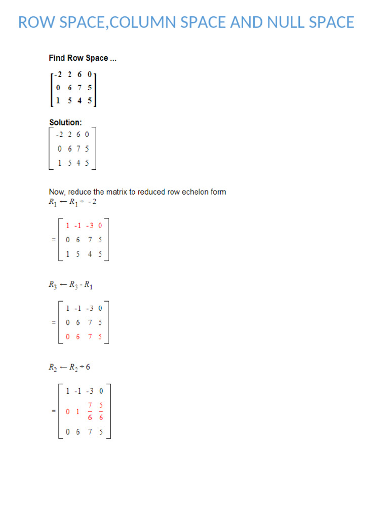 Understanding Row, Column, and Null Space | PDF