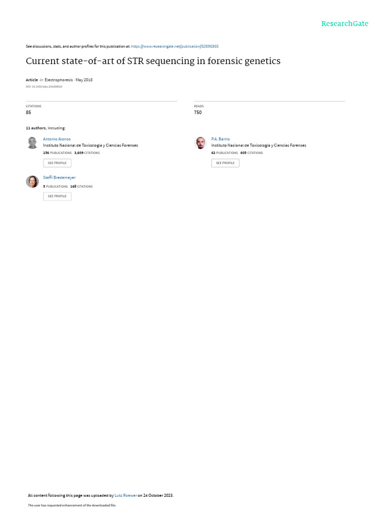 Current State of Art of STR Sequencing in Forensic Genetics | PDF ...