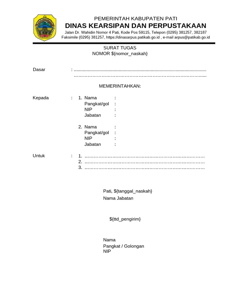Surat Tugas Template | PDF