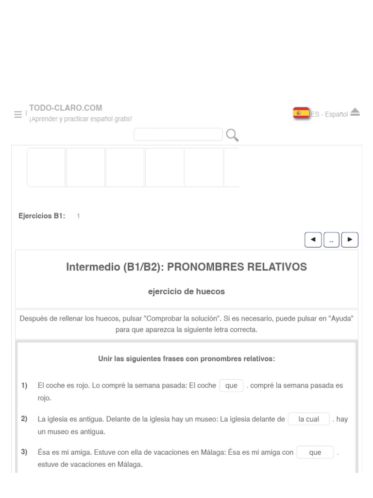 B1 Ejercicio: PRONOMBRES RELATIVOS, Página 1 | PDF