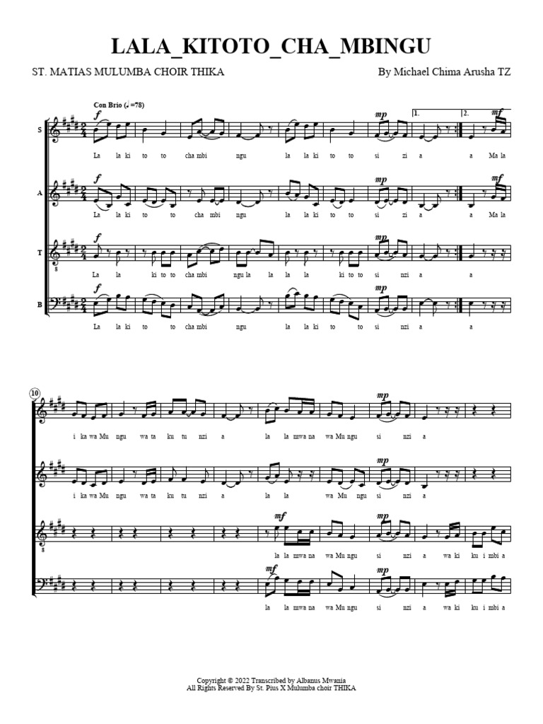Lala Kitoto Cha Mbingu | PDF