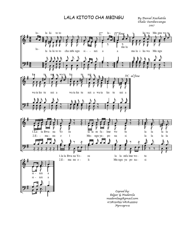Lala Kitoto Cha Mbingu | PDF