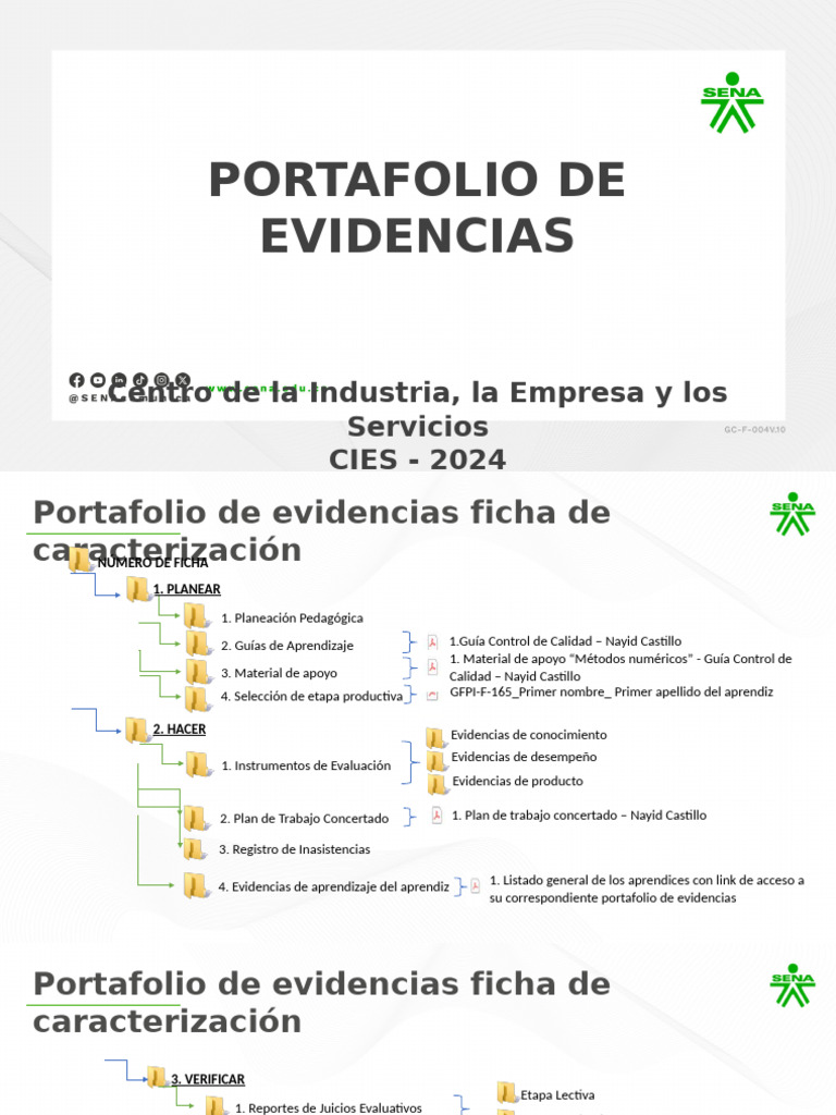 Portafolio de Evidencias y Gestión Documental Cies 2024 | PDF | Aprendizaje