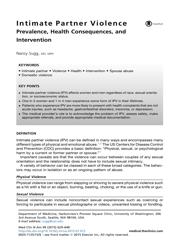 Intimate Partner Violence: Prevalence & Impact | PDF | Violence ...