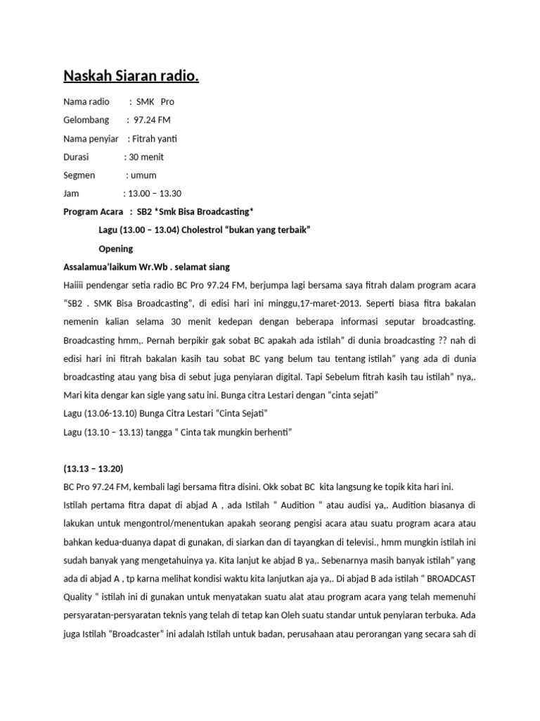 Naskah_Siaran_radio2 | PDF