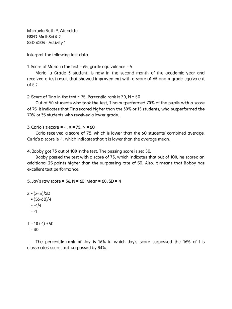Activity - Interpreting - Assessment Data | PDF