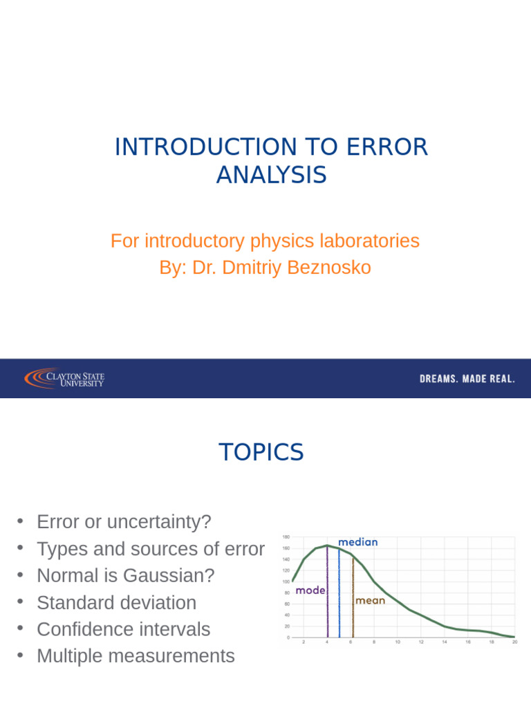 1-Intro To Error Analysis | PDF | Standard Error | Normal Distribution