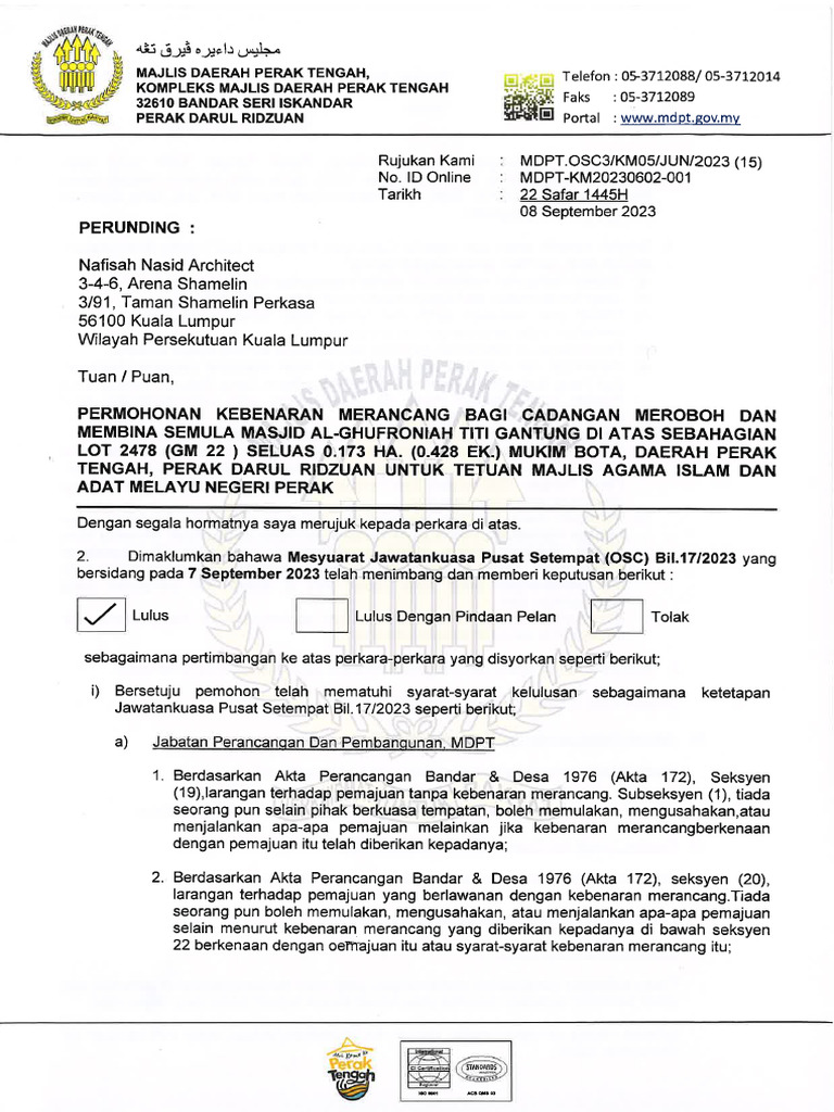 SURAT KEBENARAN MERANCANG | PDF