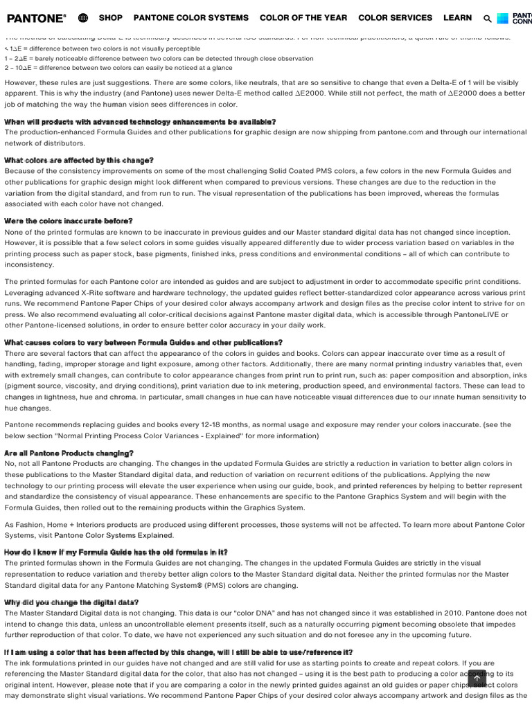 PANTONE® USA - Color Alignment FAQ - Part2 | PDF | Graphic Design ...