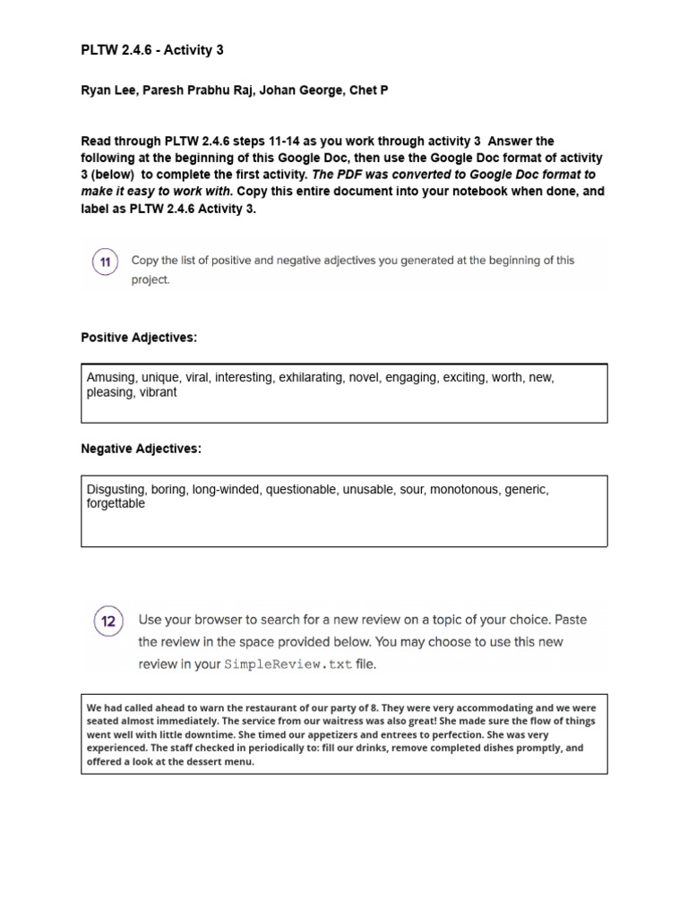 Copy of PLTW 2.4.6 - Activity 3 | PDF | Method (Computer Programming) | Computing