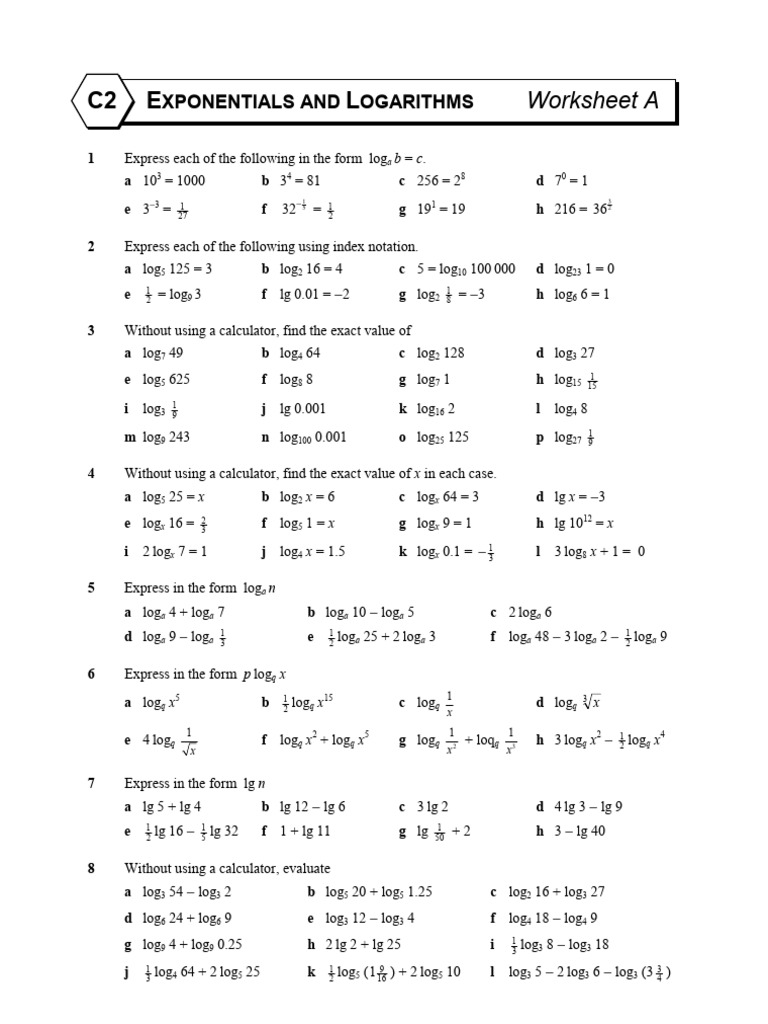 4 Exponential Logarithms Revision Additional Practice | PDF | Equations | Mathematical Analysis