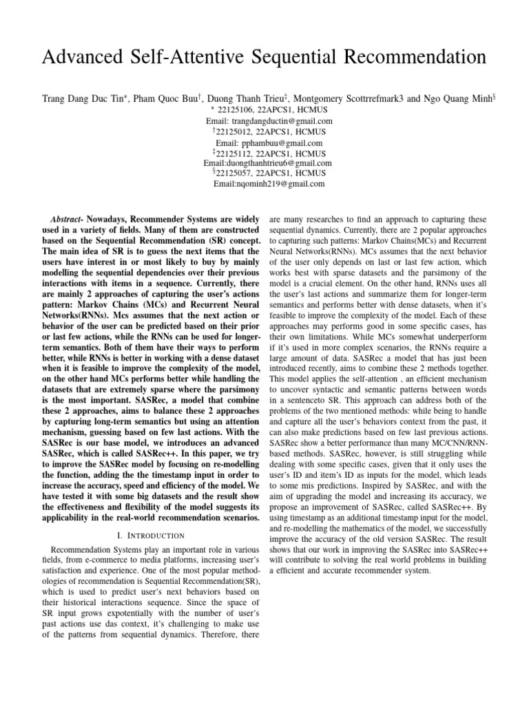 Enhanced SASRec for Sequential Recommendations | PDF | Deep Learning | Artificial Neural Network