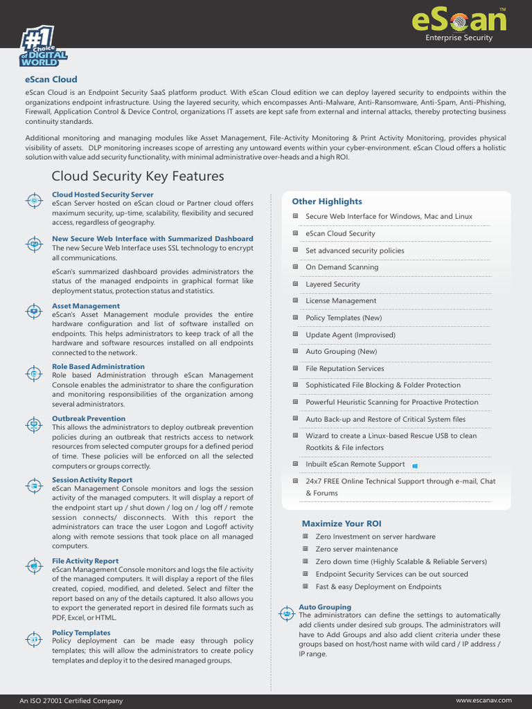 eScan_Cloud_Edition | PDF | Cloud Computing | Microsoft Windows