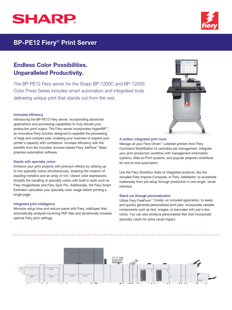 BP-PE12-Fiery-Print Server-Specification-Sheet | PDF | Automation | Printer (Computing)