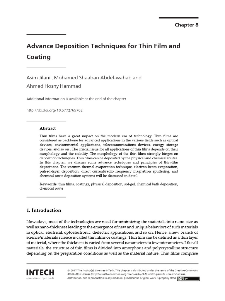 Advanced Thin Film Deposition Techniques | PDF | Thin Film | Sputtering