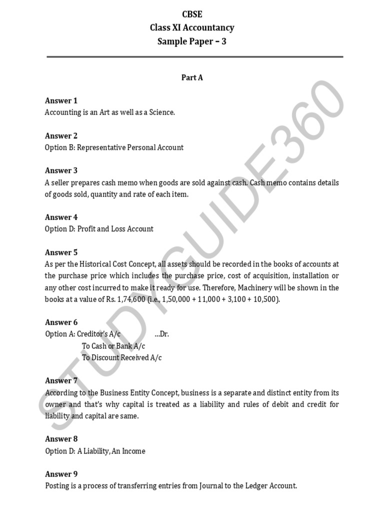 Class XI Accountancy Sample Paper | PDF | Negotiable Instrument ...