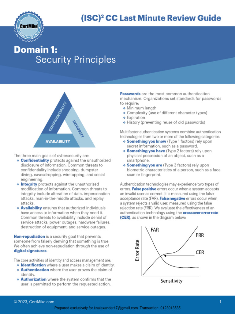 (ISC) 2 CC Last Minute Review Guide | PDF | Computer Network ...