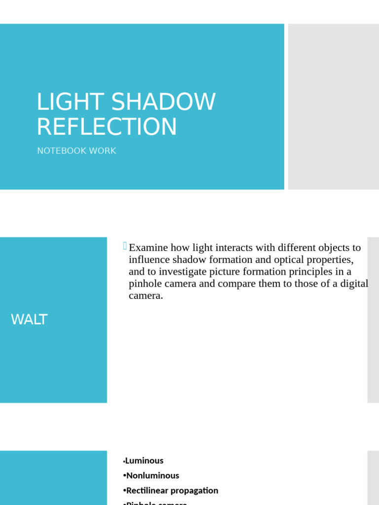 LIGHT SHADOW REFLECTION - Notebook Work | PDF | Shadow | Eclipse