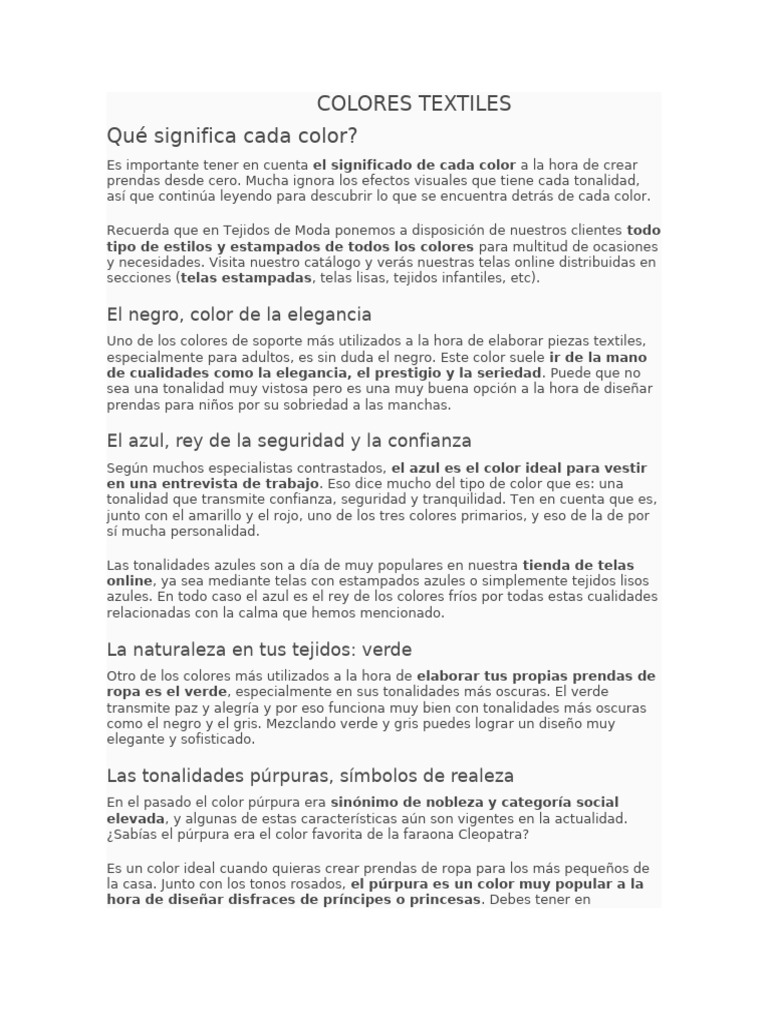 Colores Textiles Qué Significa Cada Color?: El Negro, Color de La ...