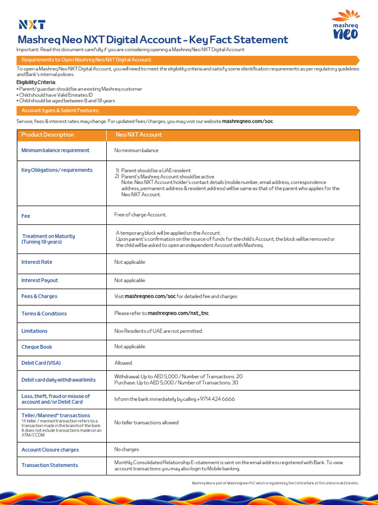 Neo NXT Account Guide for Parents | PDF | Banks | Debit Card