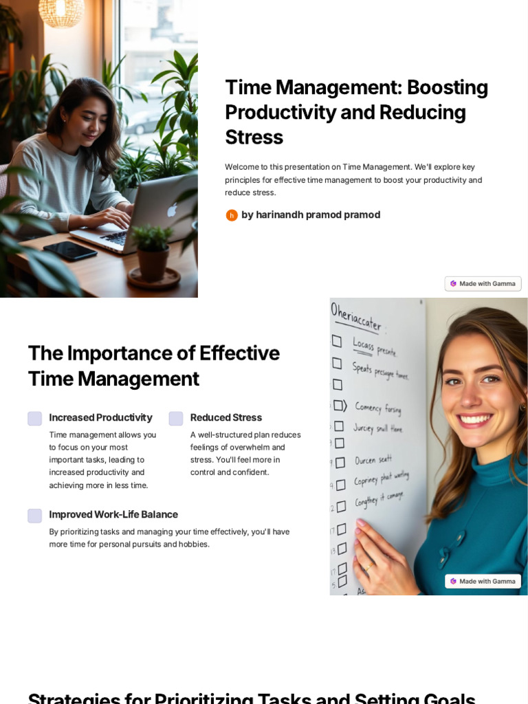 Time Management Boosting Productivity and Reducing Stress | PDF