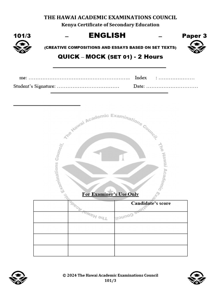 Hawai Eng Pp3 Qs - Quick Mock-1 | PDF
