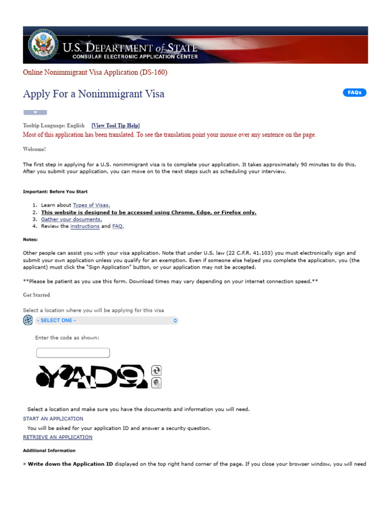 Nonimmigrant Visa - Instructions Page | PDF