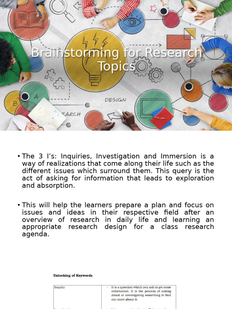 Research Topic Brainstorming Guide | PDF | Theory | Knowledge