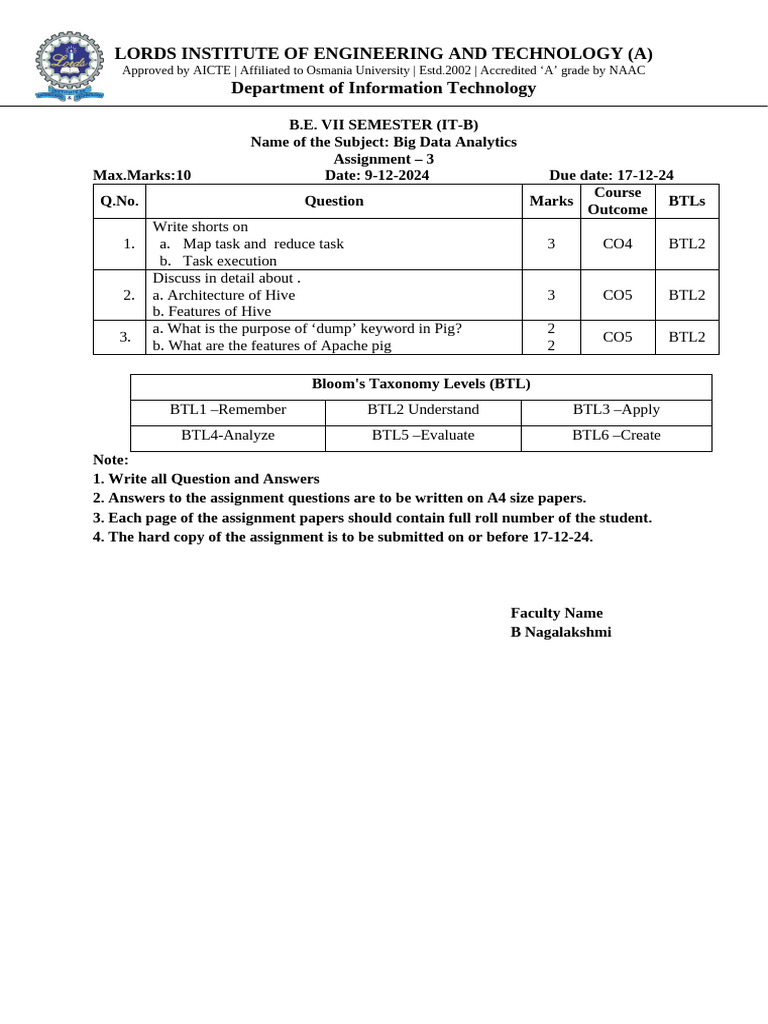BDA Assignment QP-3 IT B | PDF