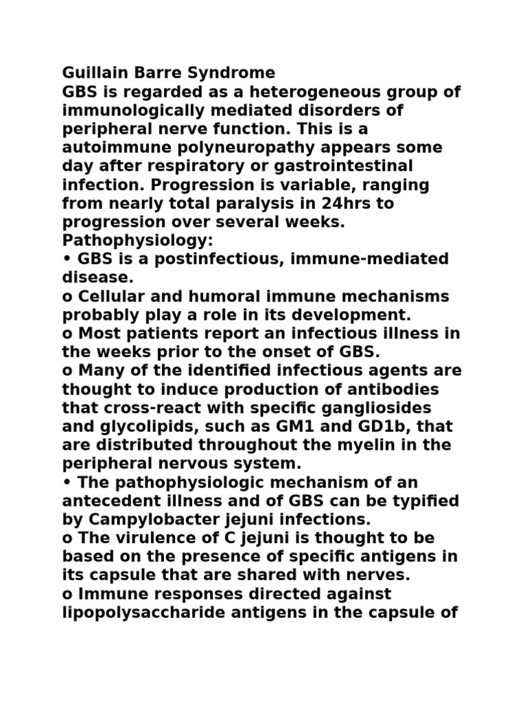 Guillain Barre Syndrome.critICAL CARE | PDF | Diseases And Disorders | Clinical Medicine
