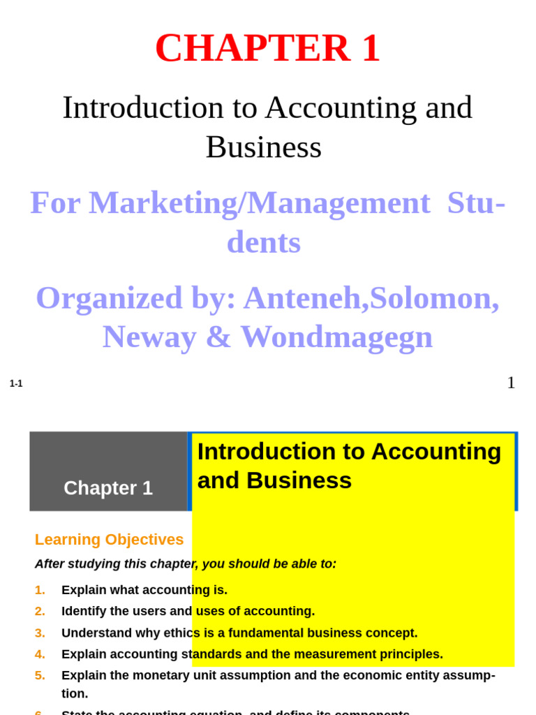 Fundamental of Accounting Chapter One | PDF | Equity (Finance) | Expense