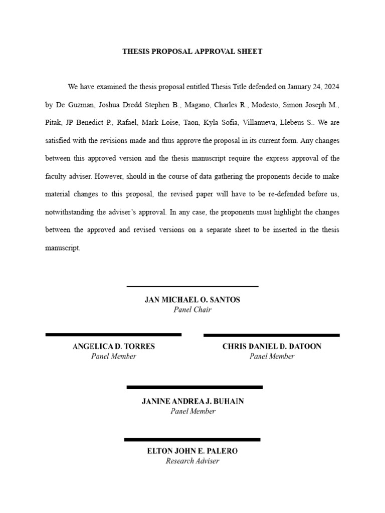 Thesis Proposal Approval Sheet | PDF