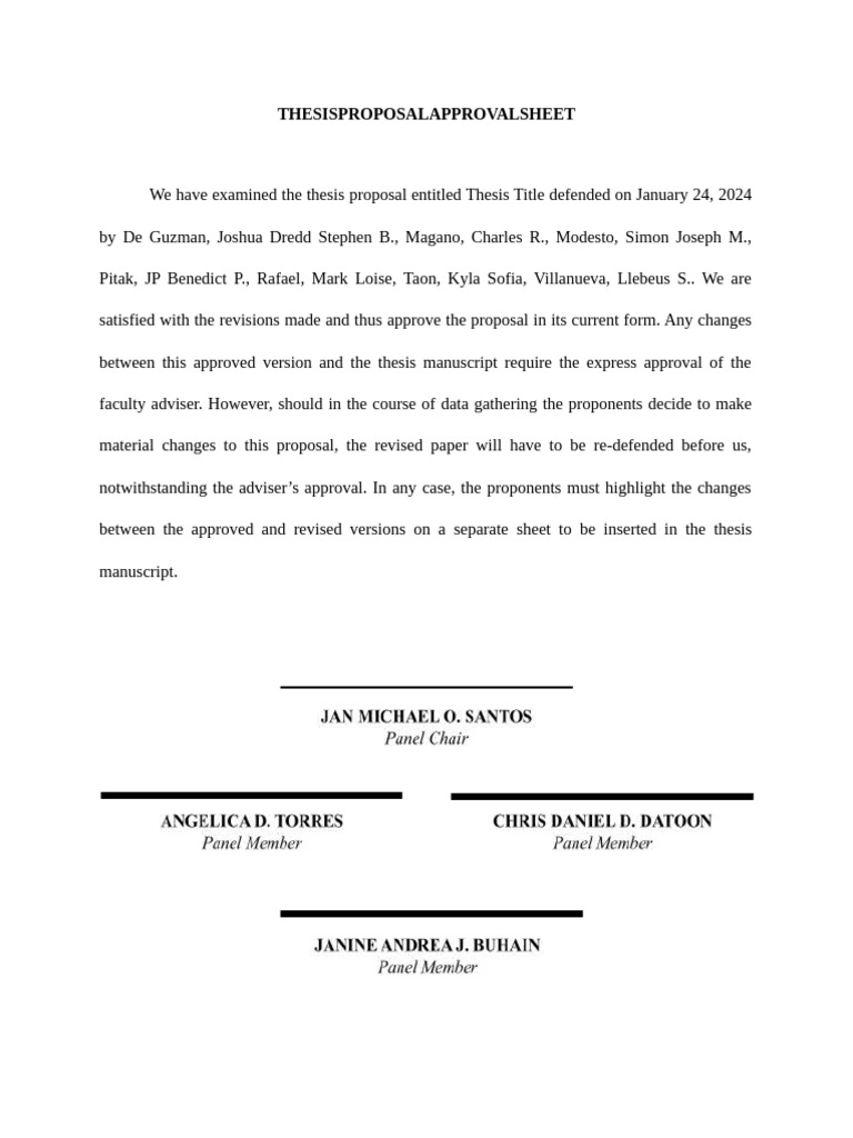 Thesis Proposal Approval Sheet | PDF