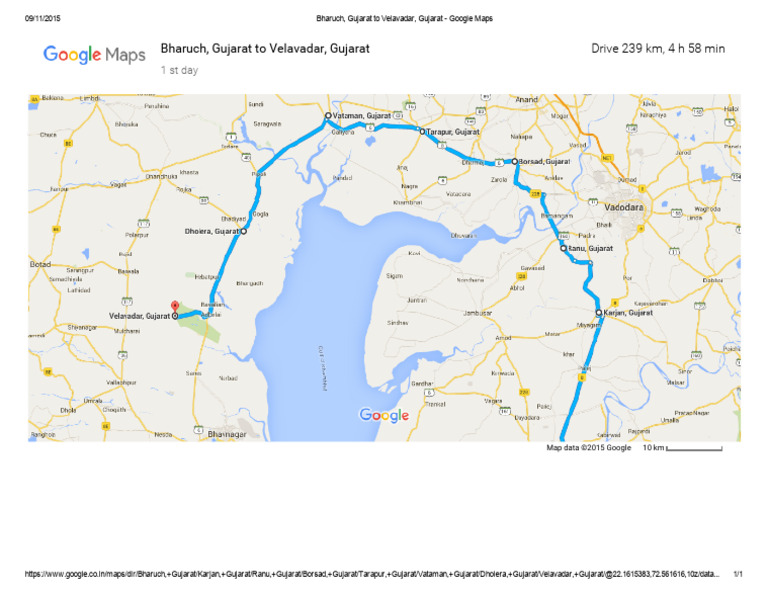 Bharuch, Gujarat To Velavadar, Gujarat - Google Maps | PDF