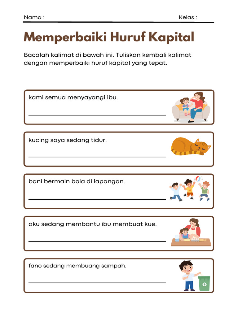 Huruf Kapital Lembar Kerja Putih Pink Ilustrasi | PDF