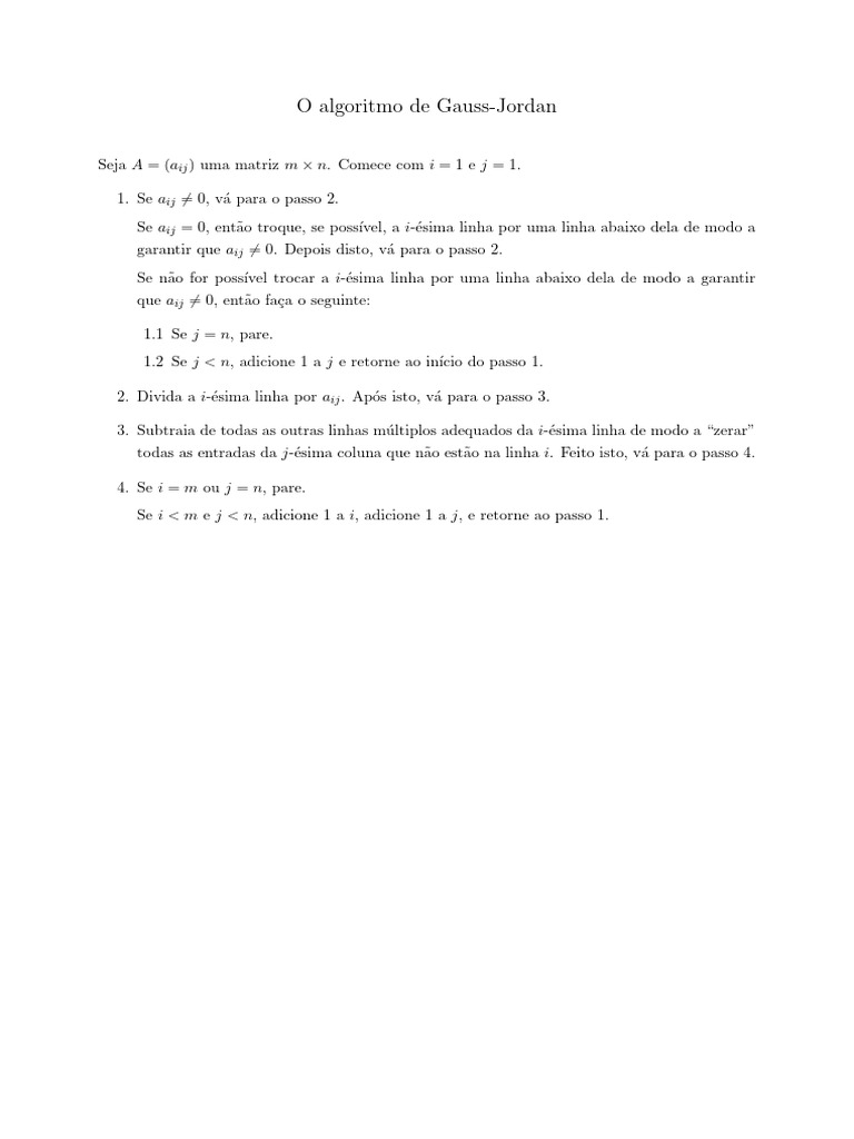 Algoritmo de Gauss-Jordan | PDF