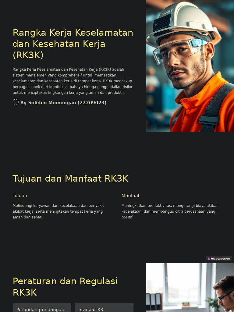 Rangka Kerja Keselamatan Dan Kesehatan Kerja RK3K Solideo | PDF