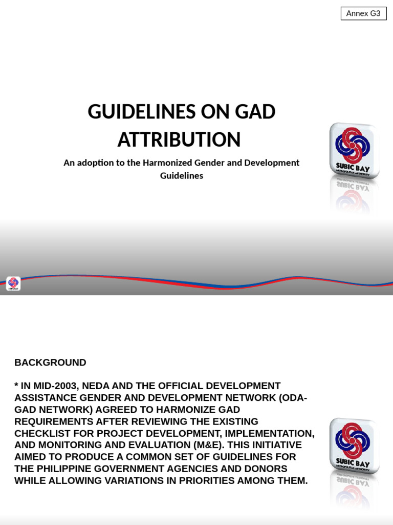Annex G3 - GAD Attribution Presentation | PDF | Gender And Development | Gender Equality
