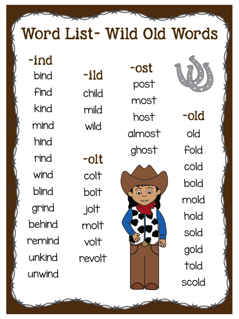 Wild Old Words Word List | PDF