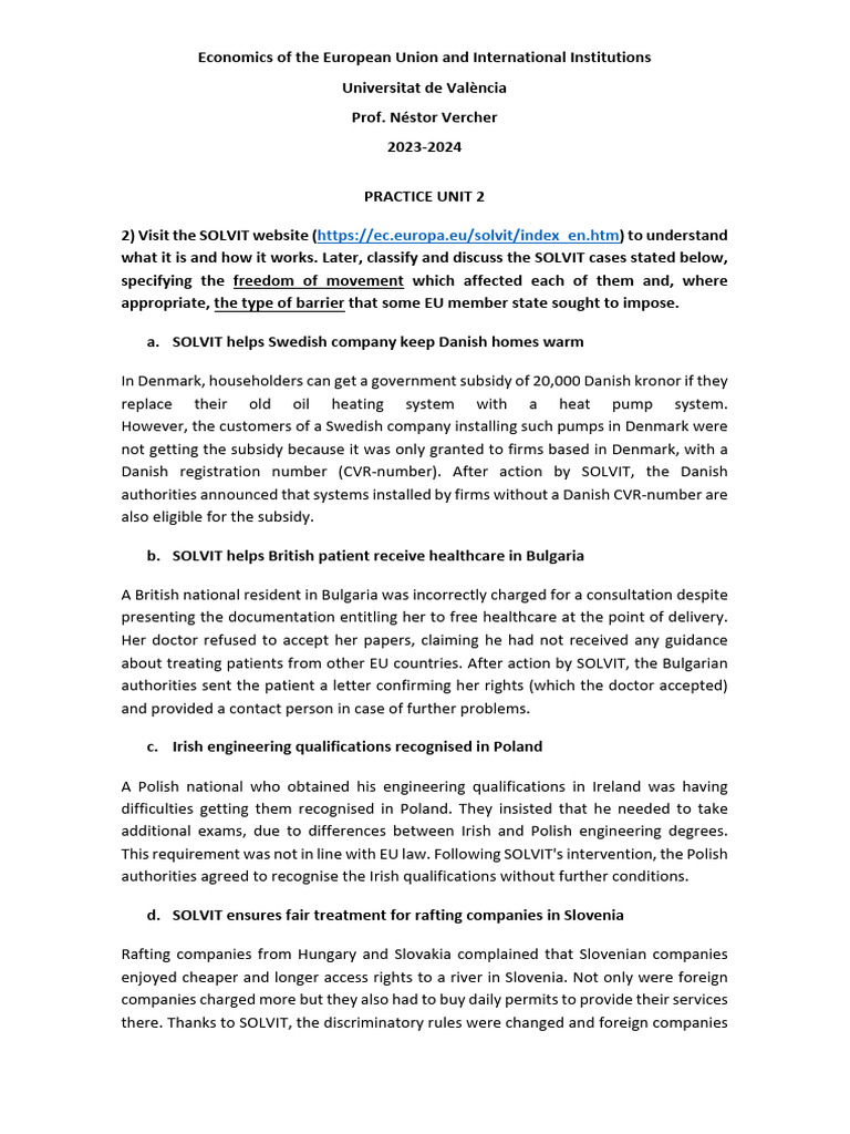 PRACTICE UNIT 2 Activity 2 | PDF | European Union | Customs