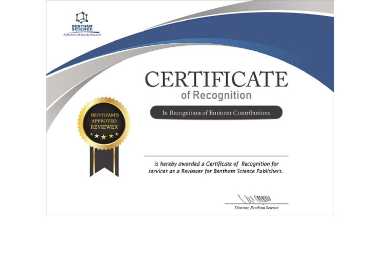 Sarder Arifuzzaman Reviewer Certificate | PDF