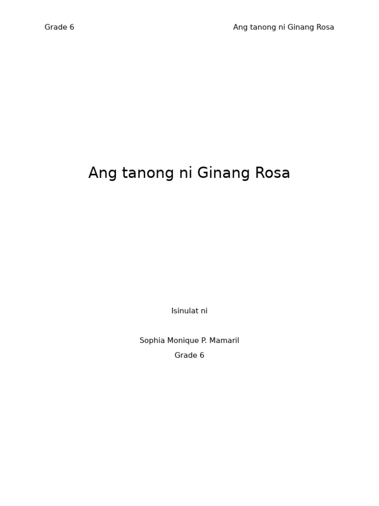 Ang Tanong Ni Ginang Rosa (AutoRecovered) | PDF