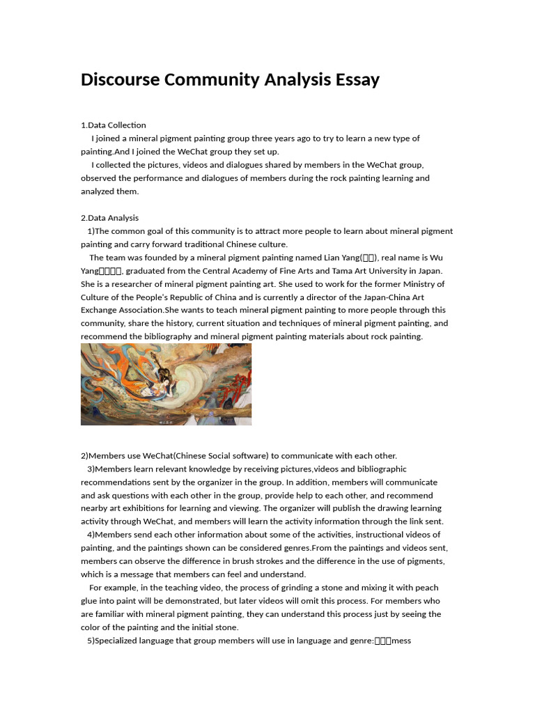 Discourse Community Analysis Essay | PDF | Paintings | We Chat