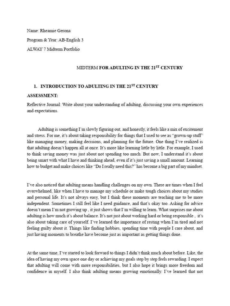 Gerona (Alway 7 Midterm Assessment) | PDF