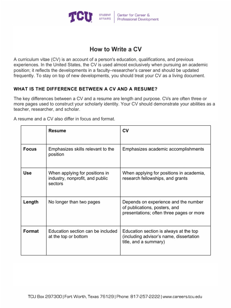 Essential Guide to Writing a CV | PDF | Résumé
