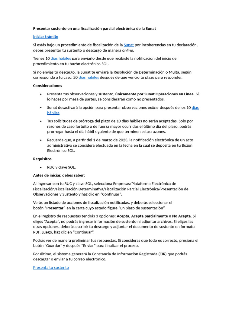 Fisca Parcial Sustento | PDF